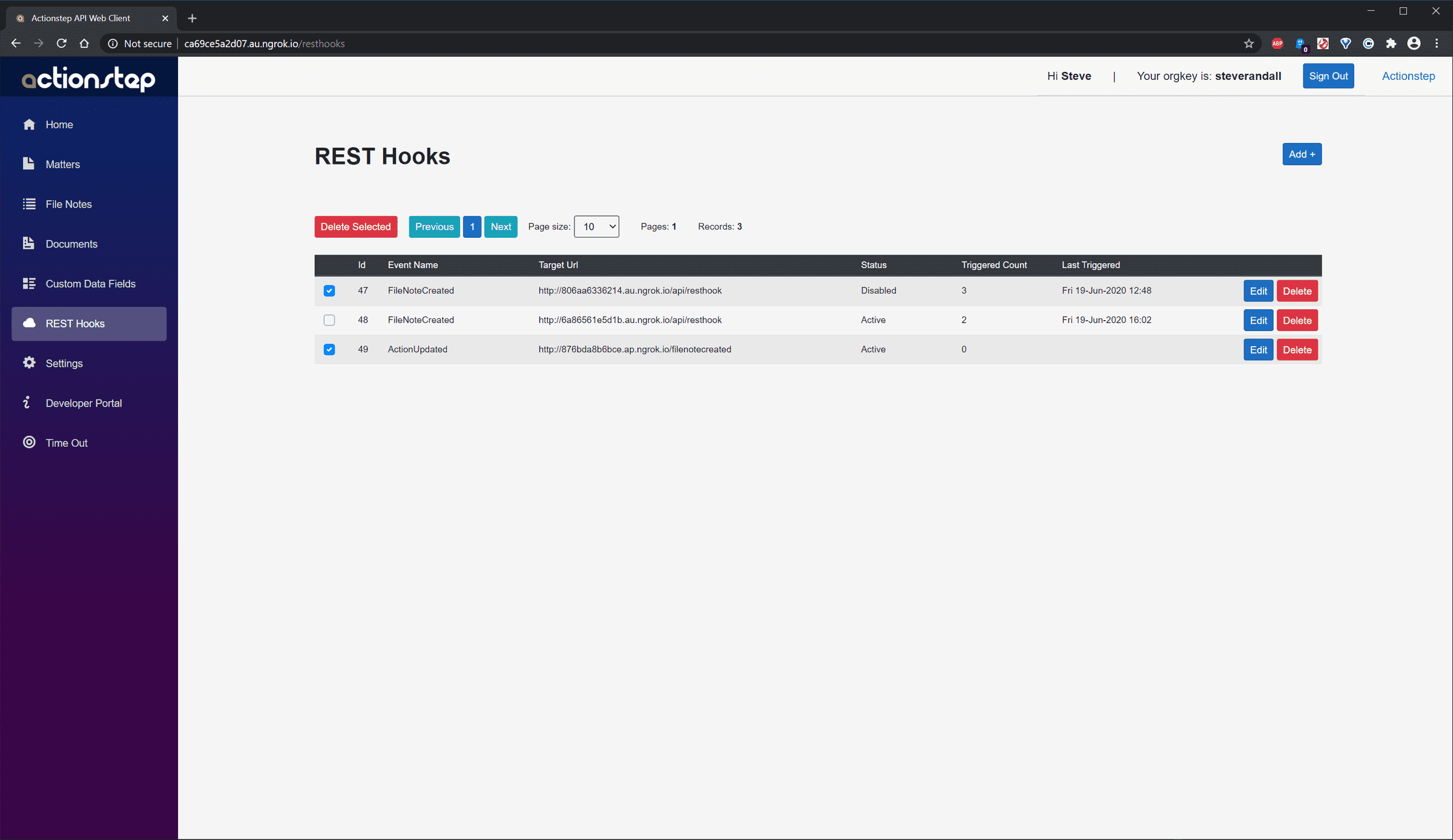 REST Hooks | Actionstep Documentation